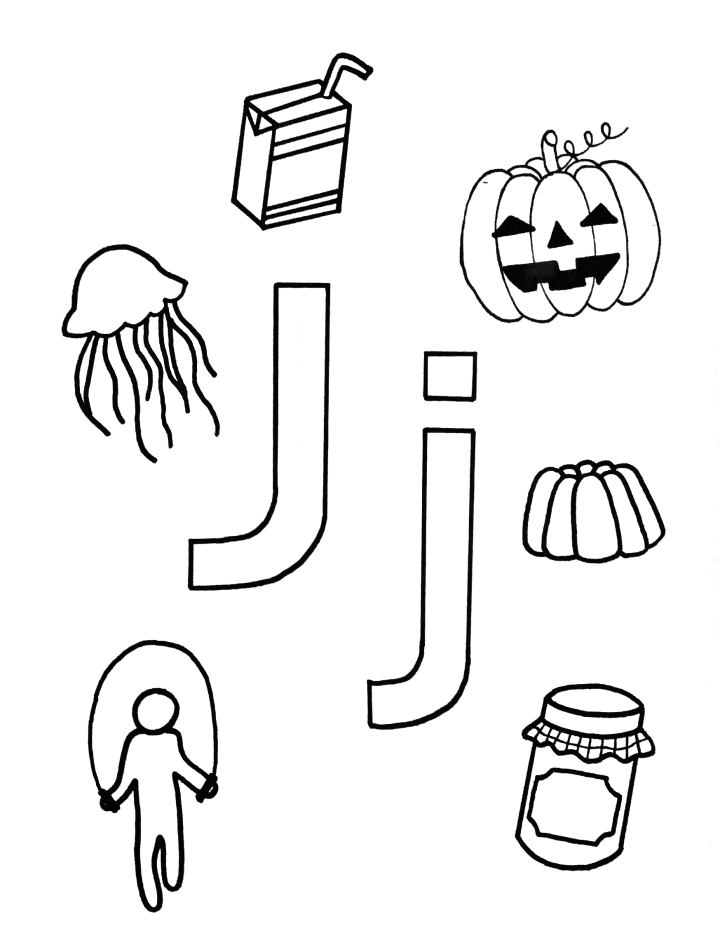 Alphabet Coloring Pages - Letter J through N