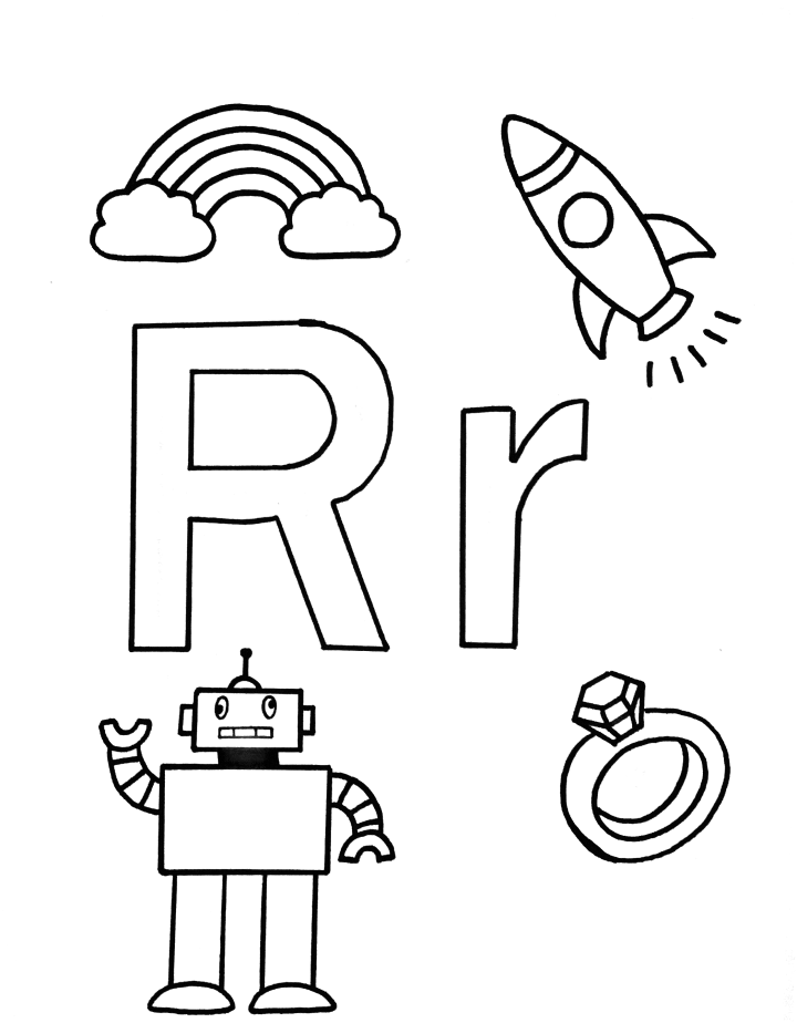 Alphabet Coloring Pages - Letters O through R