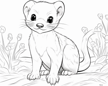 Weasel Coloring Ferret Tailed Drawing Long Pages Standing White Clipart ...