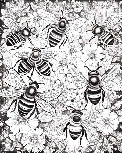 Realistic Bee Coloring Pages