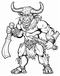 Greek Mythology Coloring Pages - Minotaurs