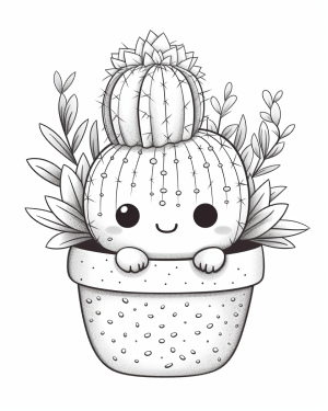 Cute Cactus Coloring Page